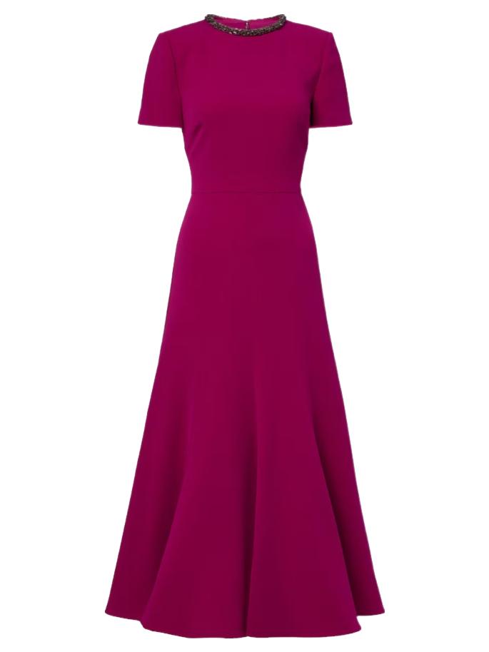 ROLAND MOURET Roland Mouret Embellished Cady Midi Dress